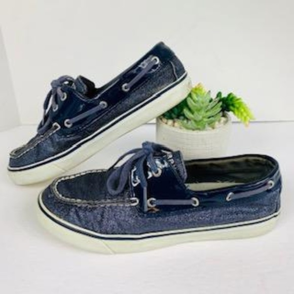 Sperry | Shoes | Sperry Navy Blue Metallic Top Sider Boat Shoe | Poshmark